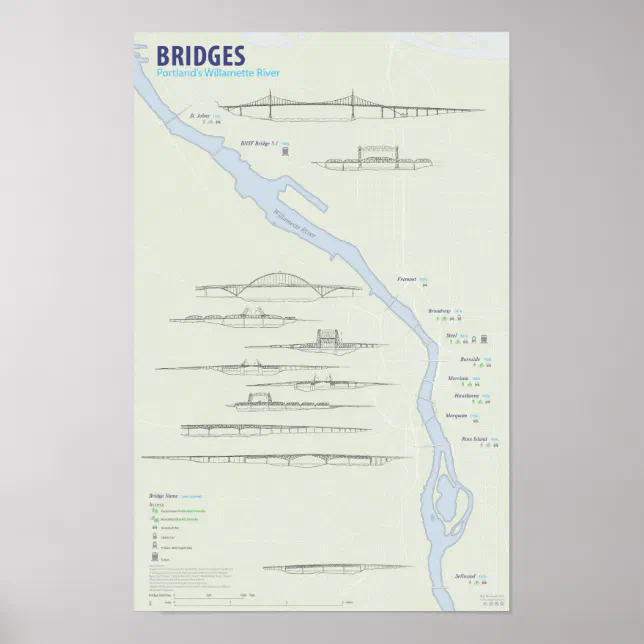 Portland Bridge Map Poster | Zazzle