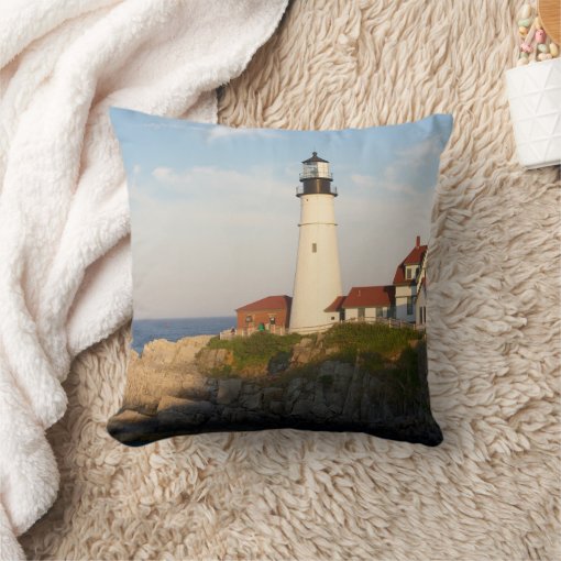 Portland Head Light Lighthouse Throw Pillow | Zazzle