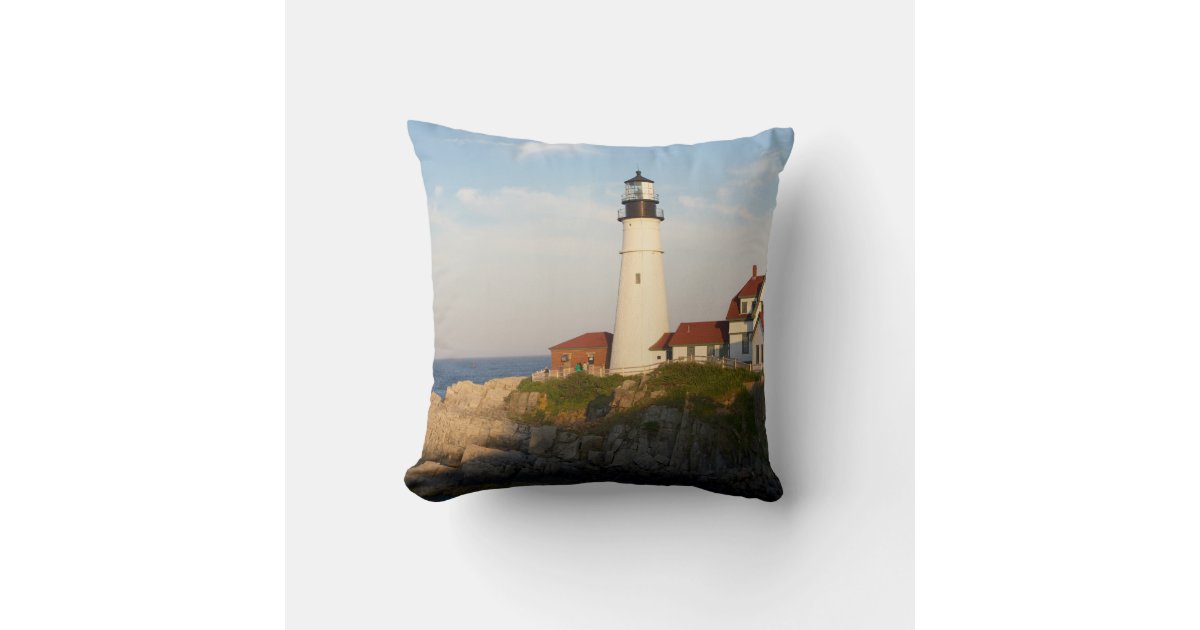 Portland Head Light Lighthouse Throw Pillow | Zazzle