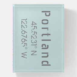 Portland Latitude Longitude Paperweight | Zazzle