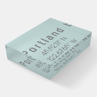 Portland Latitude Longitude Paperweight | Zazzle