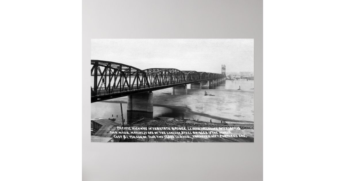 Portland, OR Pacific Highway Interstate Bridge Poster | Zazzle