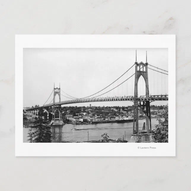 Portland, OR View of St. John Bridge over Postcard | Zazzle