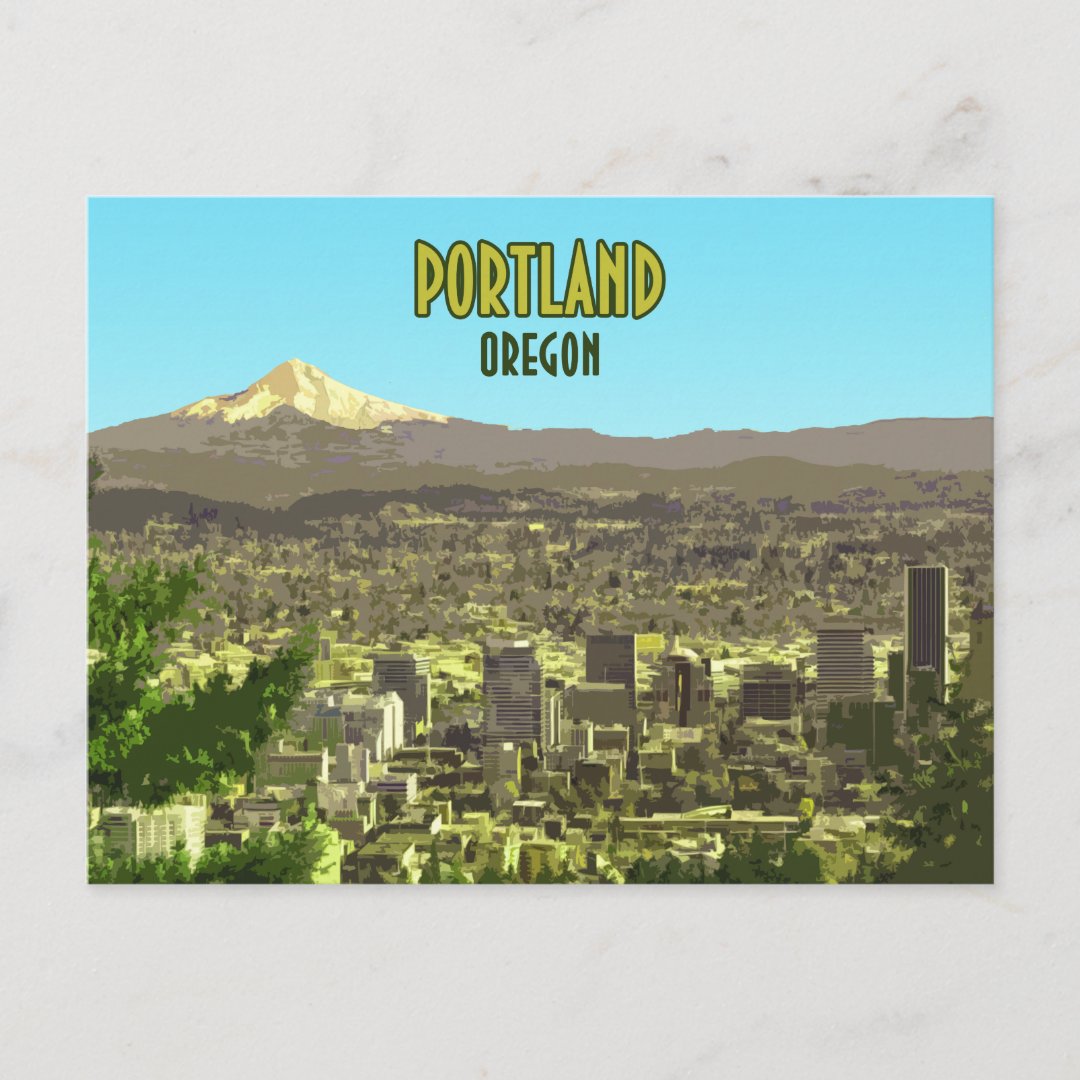Portland Oregon Downtown Mt. Hood Vintage Postcard | Zazzle