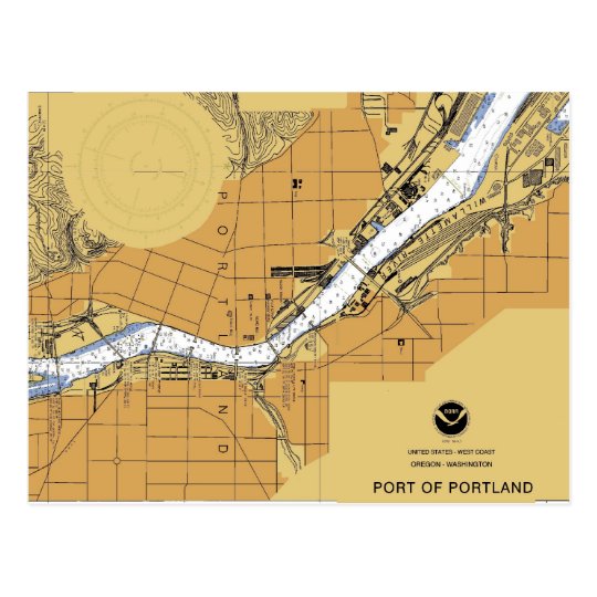 Portland Oregon Nautical Harbor Chart Postcard | Zazzle.com