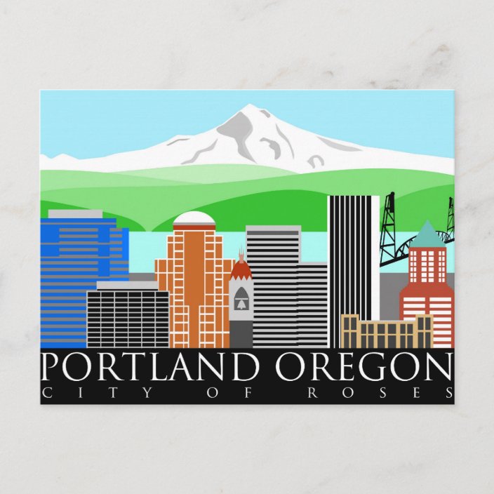 Portland Oregon Skyline with Mount Hood Postcard | Zazzle.com