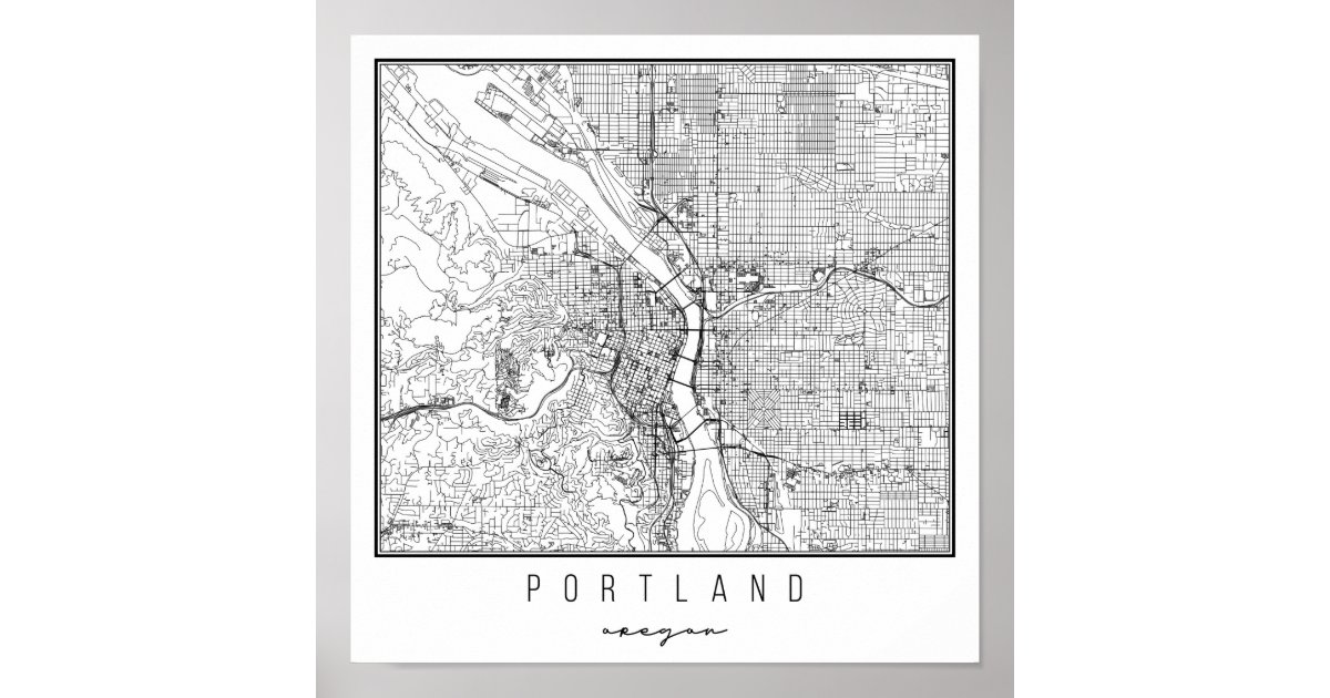 Portland Oregon Street Map Poster | Zazzle