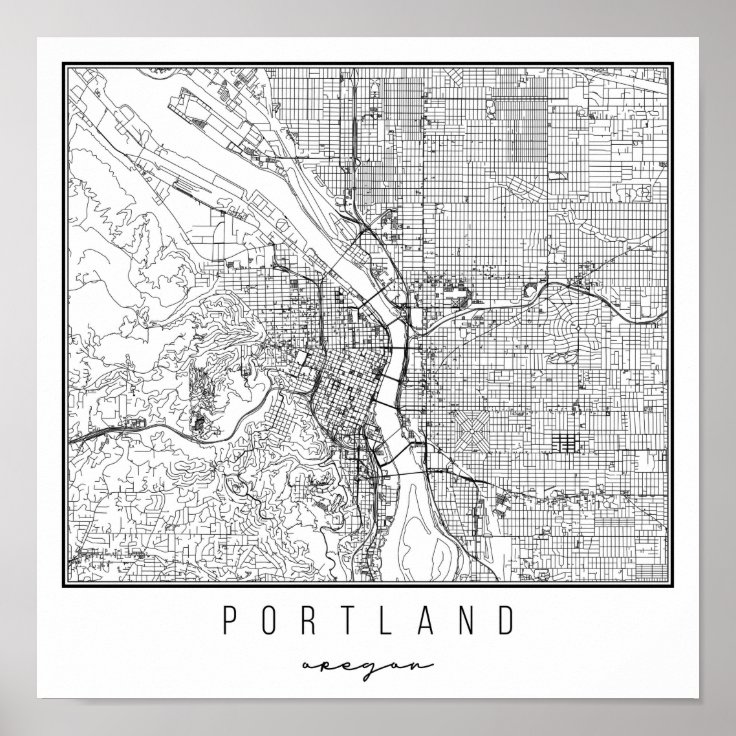 Portland Oregon Street Map Poster | Zazzle