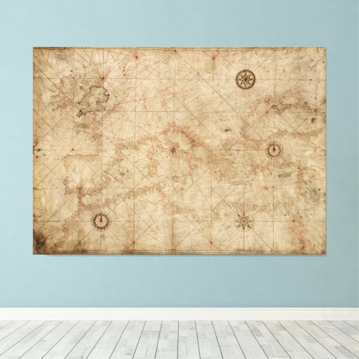 Portolan Chart of the Mediterranean circa 1500 Canvas Print | Zazzle
