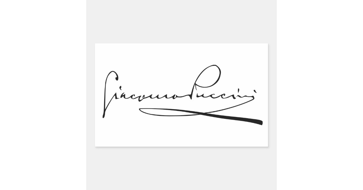 Portrait and Signature of Giacomo Puccini Rectangular Sticker | Zazzle