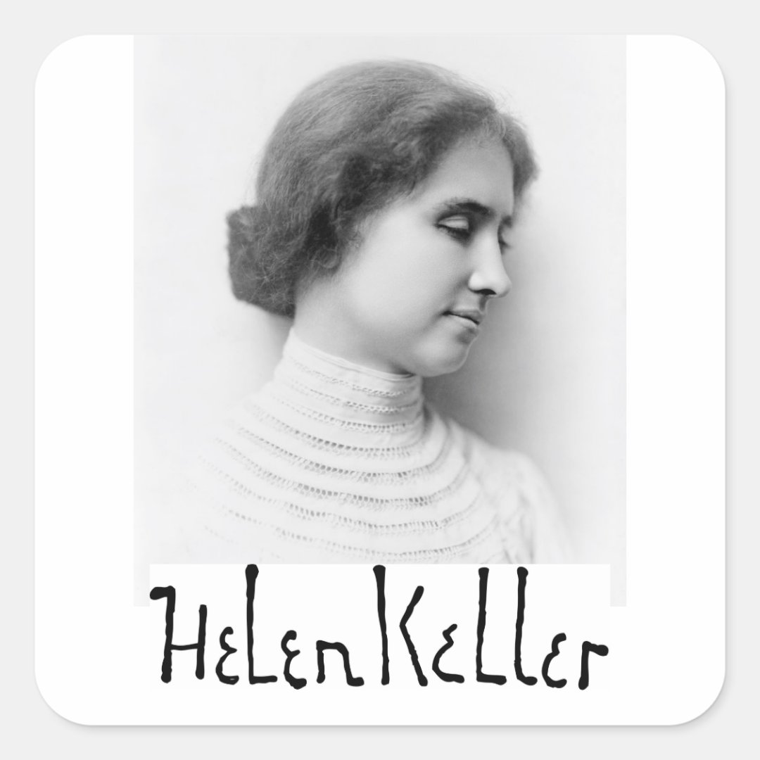 Portrait and signature of Hellen Keller Square Sticker | Zazzle