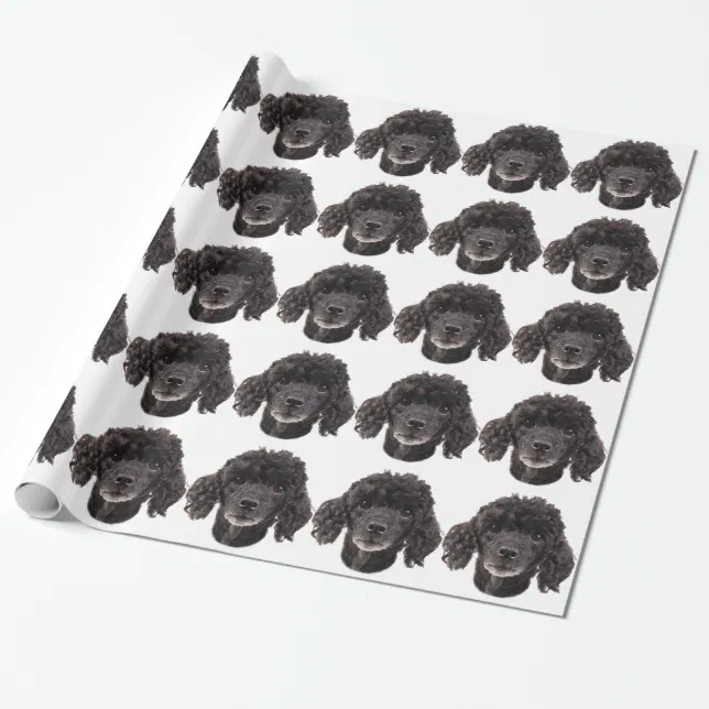 Portrait of a black poodle wrapping paper | Zazzle