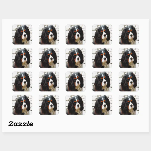 Portrait Of A Cavalier King Charles Spaniel Square Sticker | Zazzle