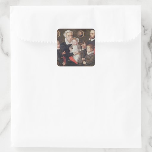 Portrait of a family square sticker | Zazzle