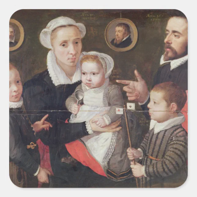 Portrait of a family square sticker | Zazzle