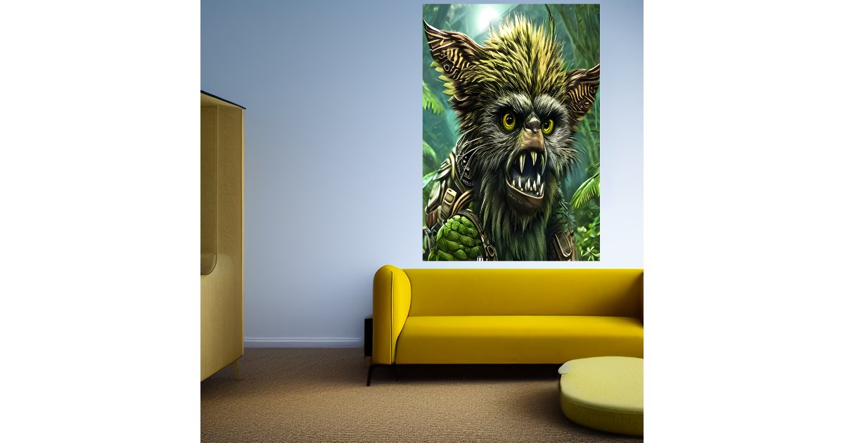 Portrait of a fantasy beast in the forest | AI Art Poster | Zazzle