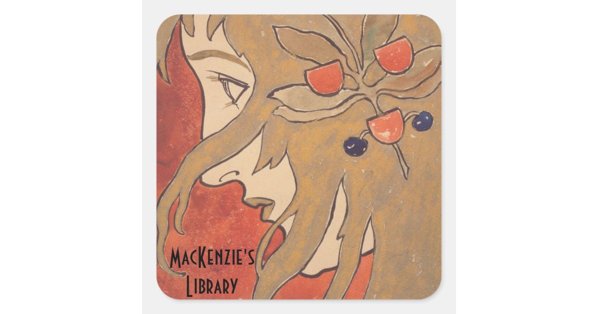 Portrait of a Girl by Koloman Moser Square Sticker | Zazzle