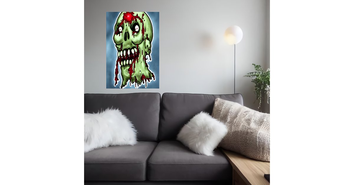 Portrait of a green zombie face | AI Art Poster | Zazzle
