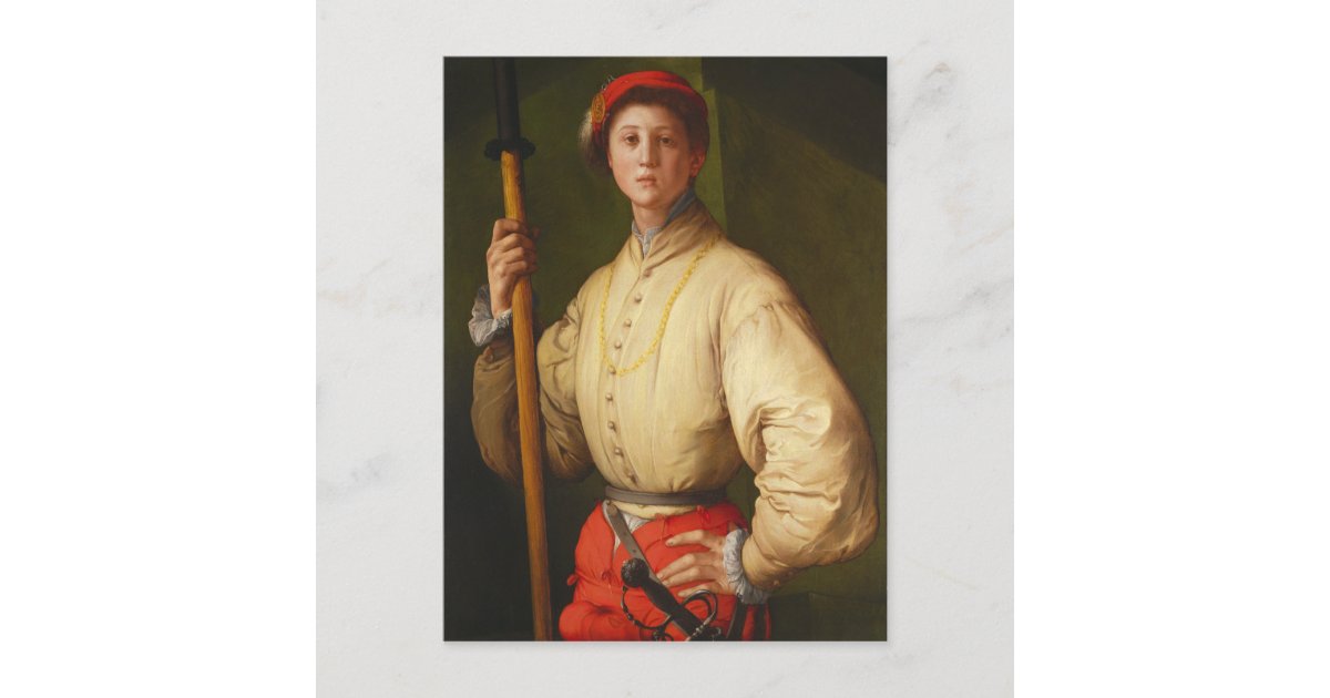 Portrait of a Halberdier by Pontormo Postcard | Zazzle