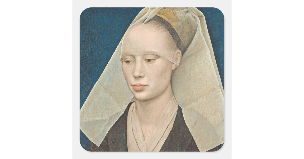 Portrait of a Lady, c.1460 (oil on panel) Square Sticker | Zazzle