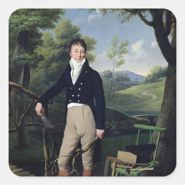 Portrait of a Man 3 Square Sticker | Zazzle