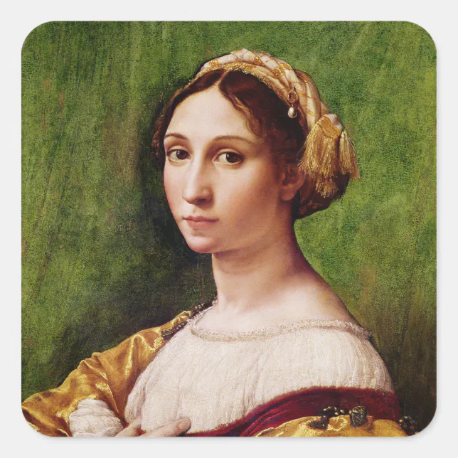 Portrait of a Young Girl Square Sticker | Zazzle