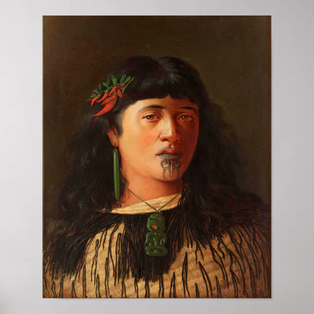 'Portrait of a Young Maori Woman with Moko' Poster | Zazzle