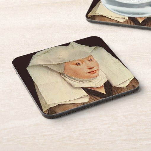 Portrait of a Young Woman in a Pinned Hat, c.1435 Coaster | Zazzle