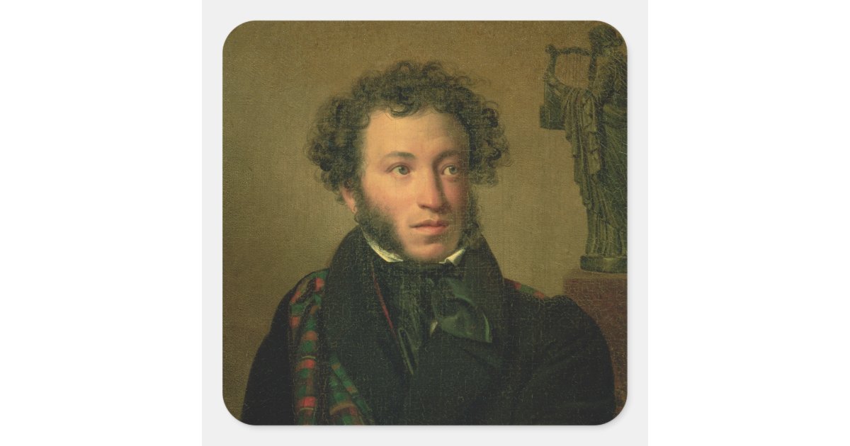 Portrait of Alexander Pushkin, 1827 Square Sticker | Zazzle