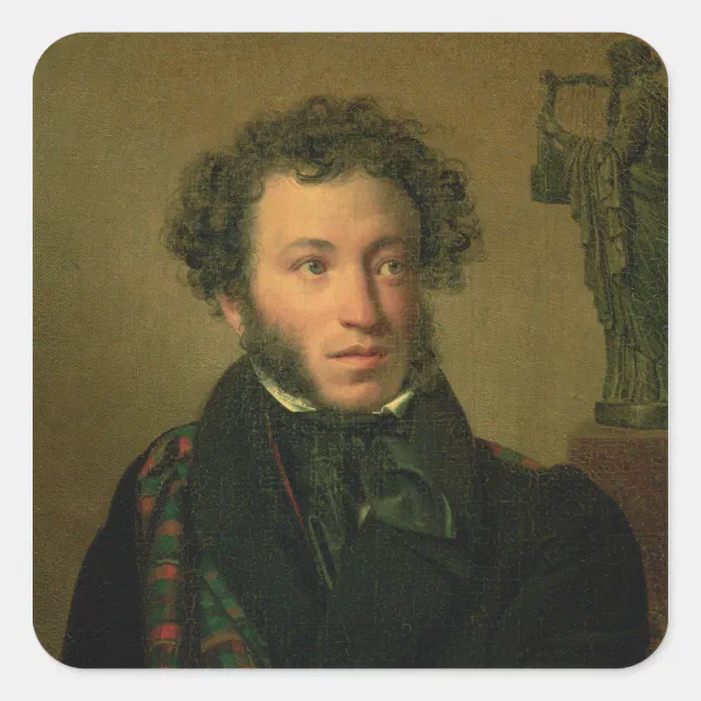 Portrait of Alexander Pushkin, 1827 Square Sticker | Zazzle