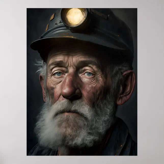 Portrait Of An Old Coal Miner In 19th Century, 01 Poster | Zazzle