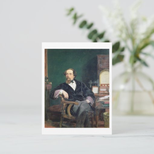 Portrait of Charles Dickens (oil on canvas) Postcard | Zazzle