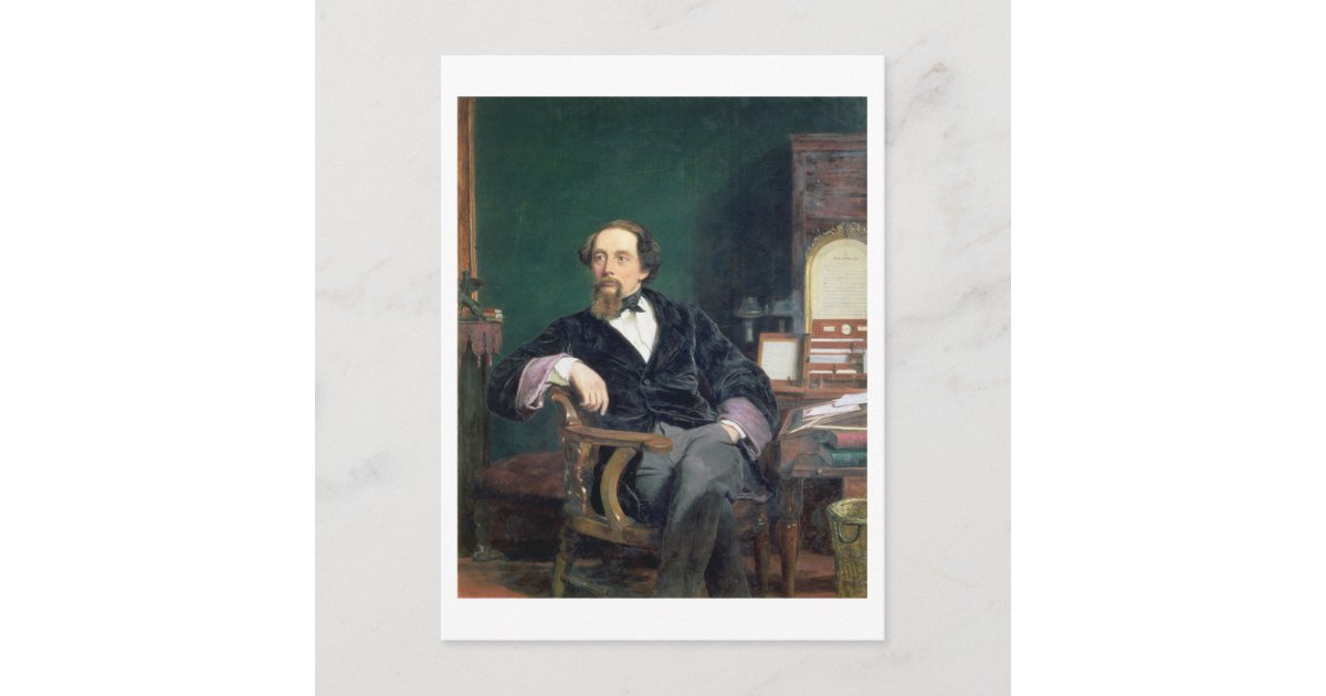 Portrait of Charles Dickens (oil on canvas) Postcard | Zazzle