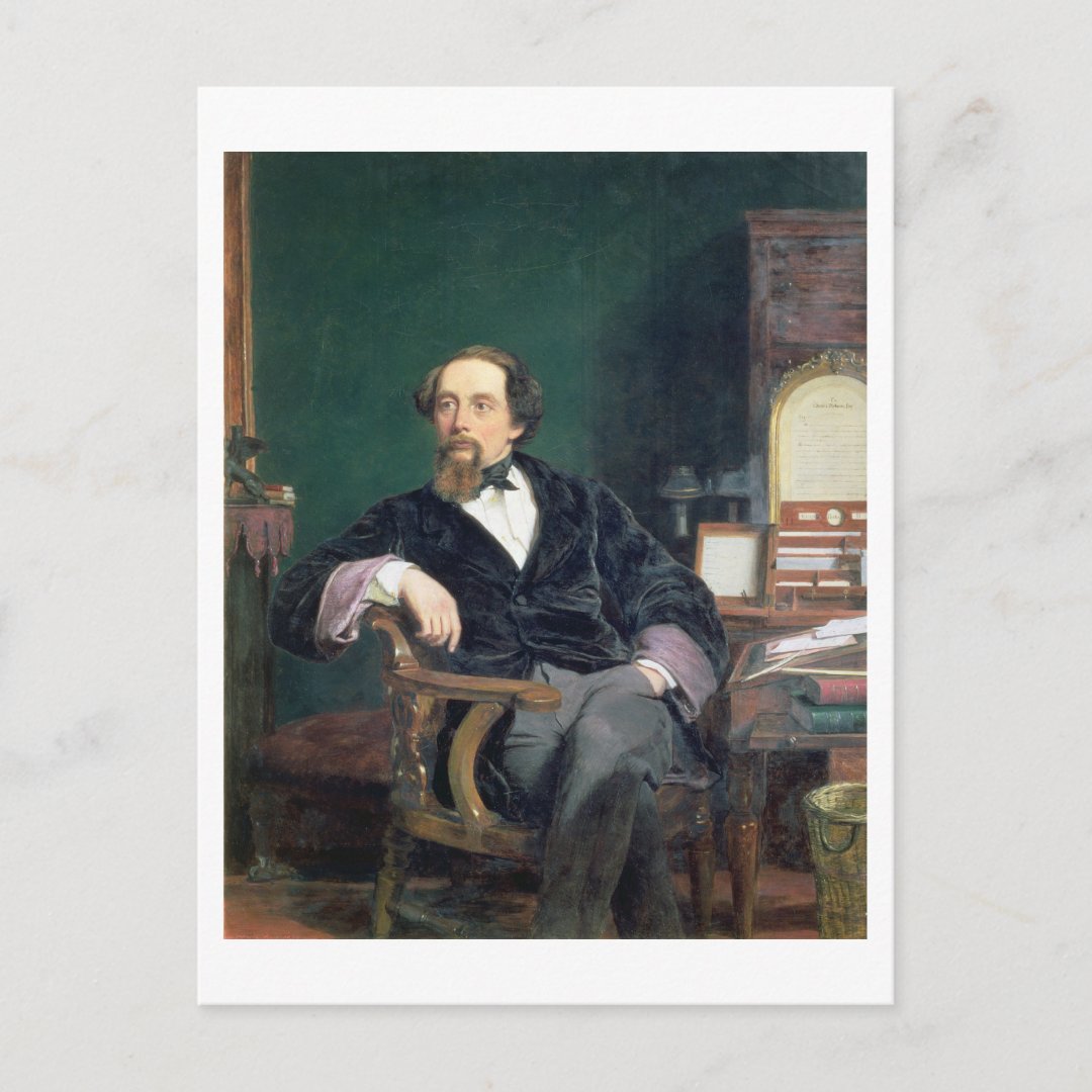 Portrait of Charles Dickens (oil on canvas) Postcard | Zazzle