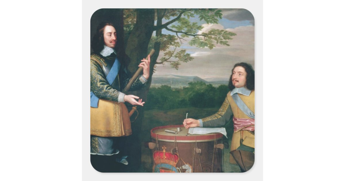 Portrait of Charles I and Sir Edward Walker Square Sticker | Zazzle