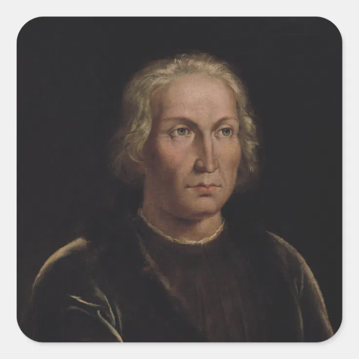 Portrait of Christopher Columbus Square Sticker | Zazzle