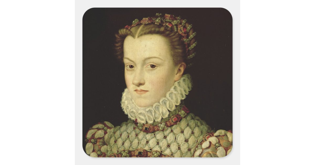 Portrait of Elizabeth of Austria (1554-92) Queen o Square Sticker | Zazzle