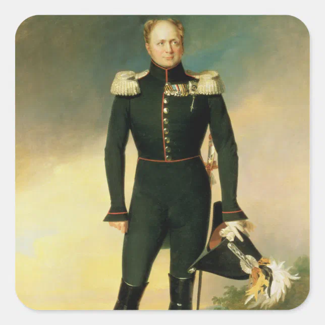 Portrait of Emperor Alexander I 1825 Square Sticker | Zazzle