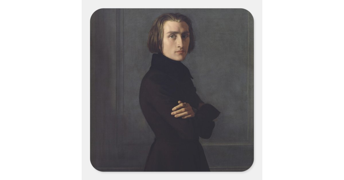 Portrait of Franz Liszt 1839 Square Sticker | Zazzle