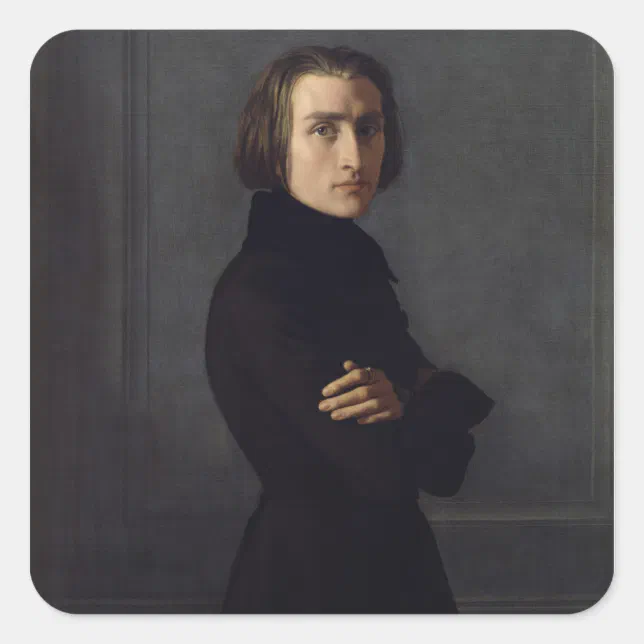 Portrait of Franz Liszt 1839 Square Sticker | Zazzle