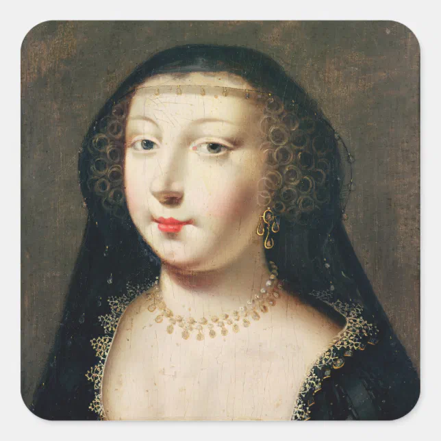 Portrait of Gabrielle d'Estrees Square Sticker | Zazzle