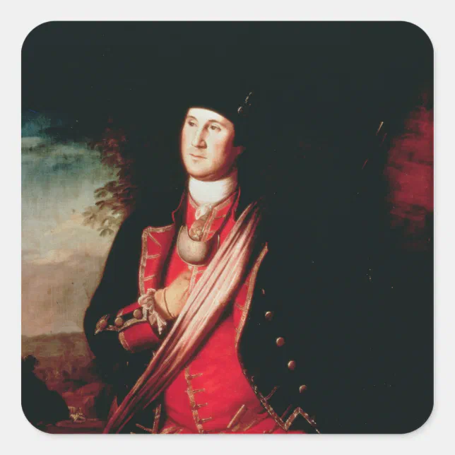 Portrait of George Washington 1772 Square Sticker | Zazzle