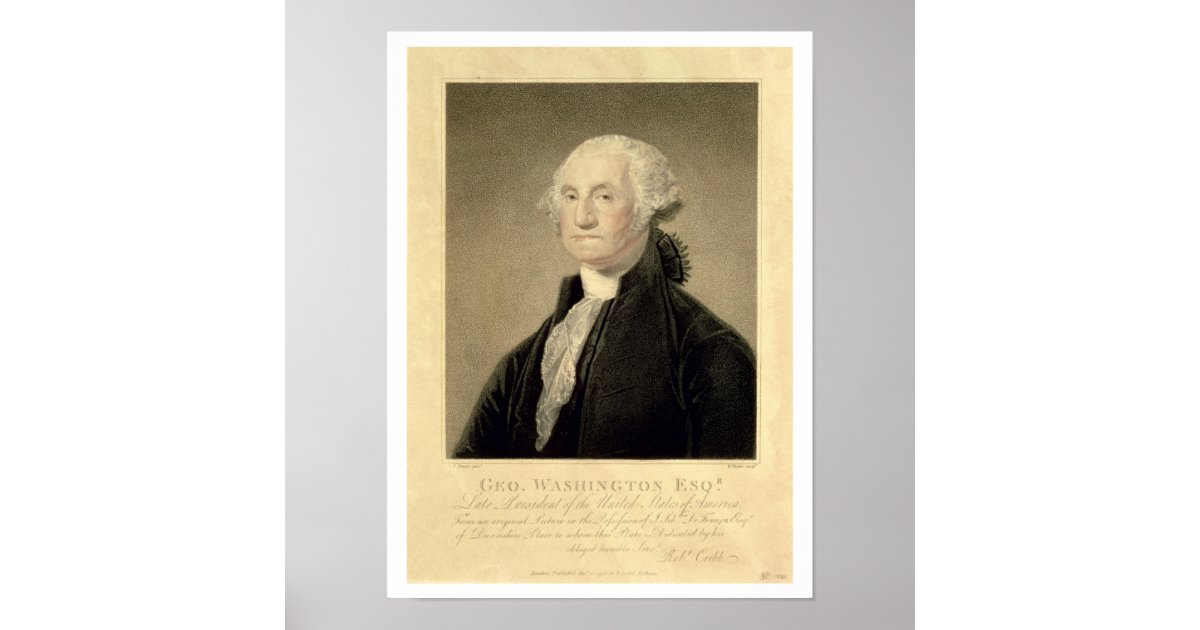 Portrait of George Washington, engraved by William Poster | Zazzle