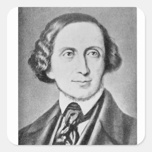 Portrait of Hans Christian Andersen 2 Square Sticker | Zazzle