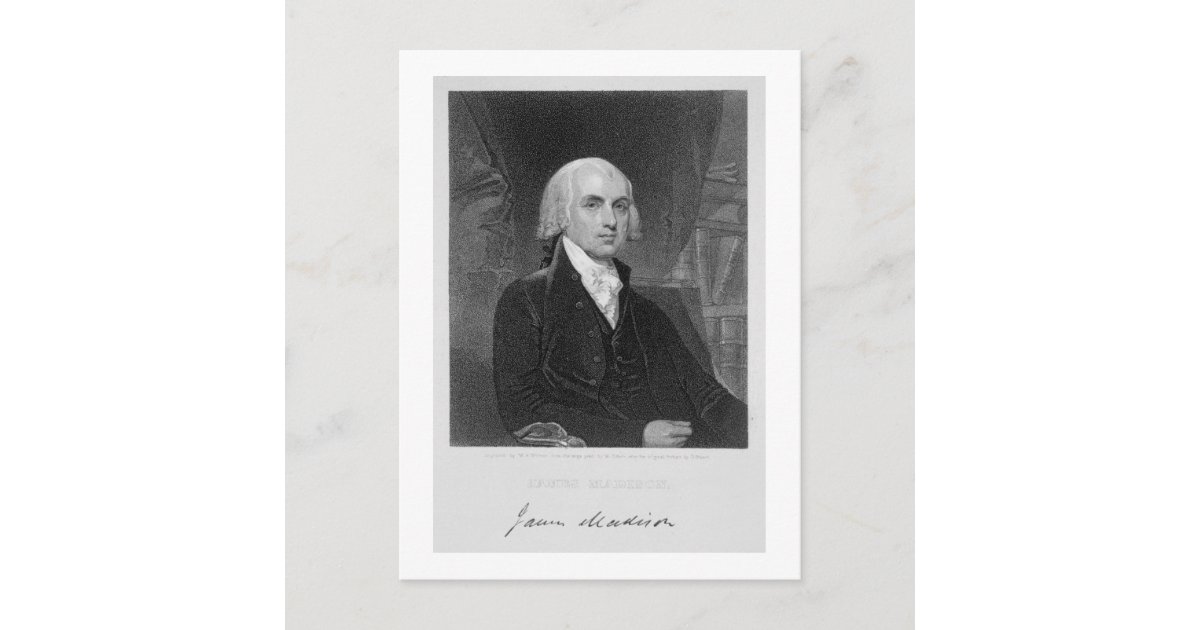 Portrait of James Madison, engraved by William A. Postcard | Zazzle