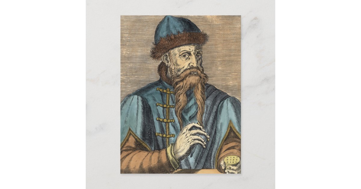 Portrait of Johannes Gutenberg 2 Postcard | Zazzle