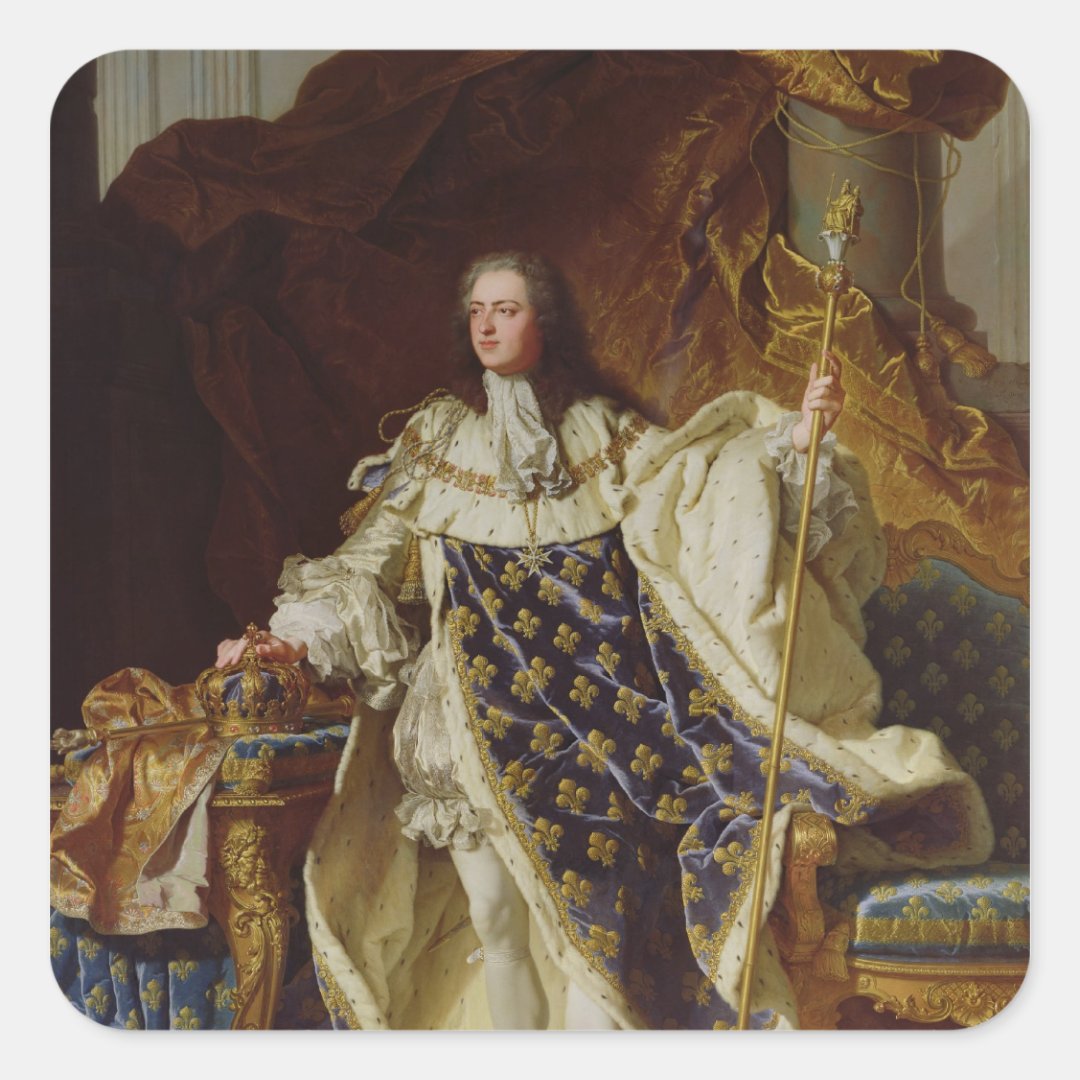Portrait of Louis XV in his Coronation Robes Square Sticker | Zazzle