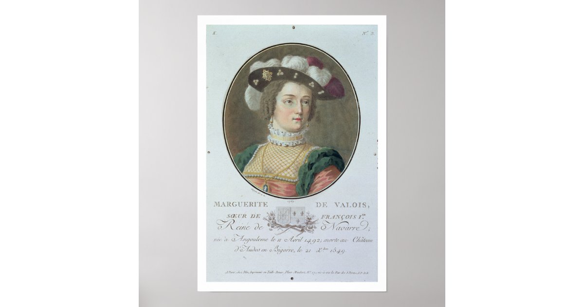 Portrait of Marguerite de Valois (1492-1549), 1787 Poster | Zazzle