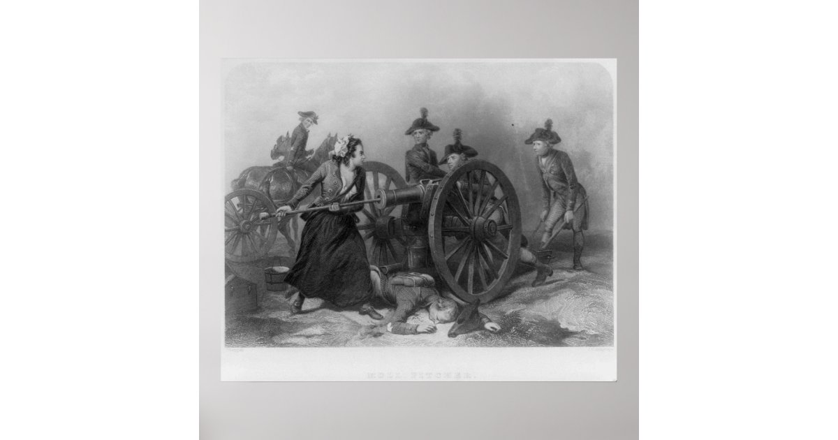 Portrait Of Molly Pitcher Loading A Cannon Poster Zazzle