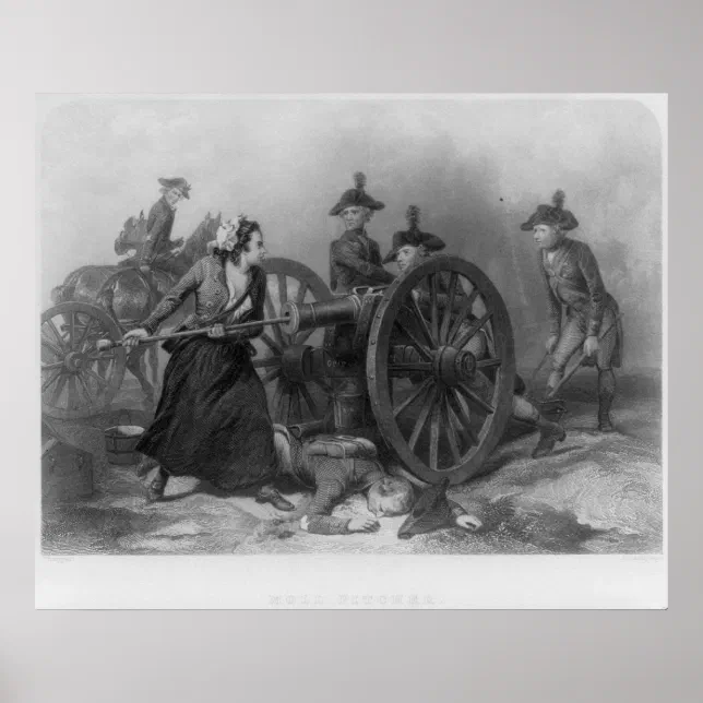 Portrait of Molly Pitcher loading a cannon Poster | Zazzle